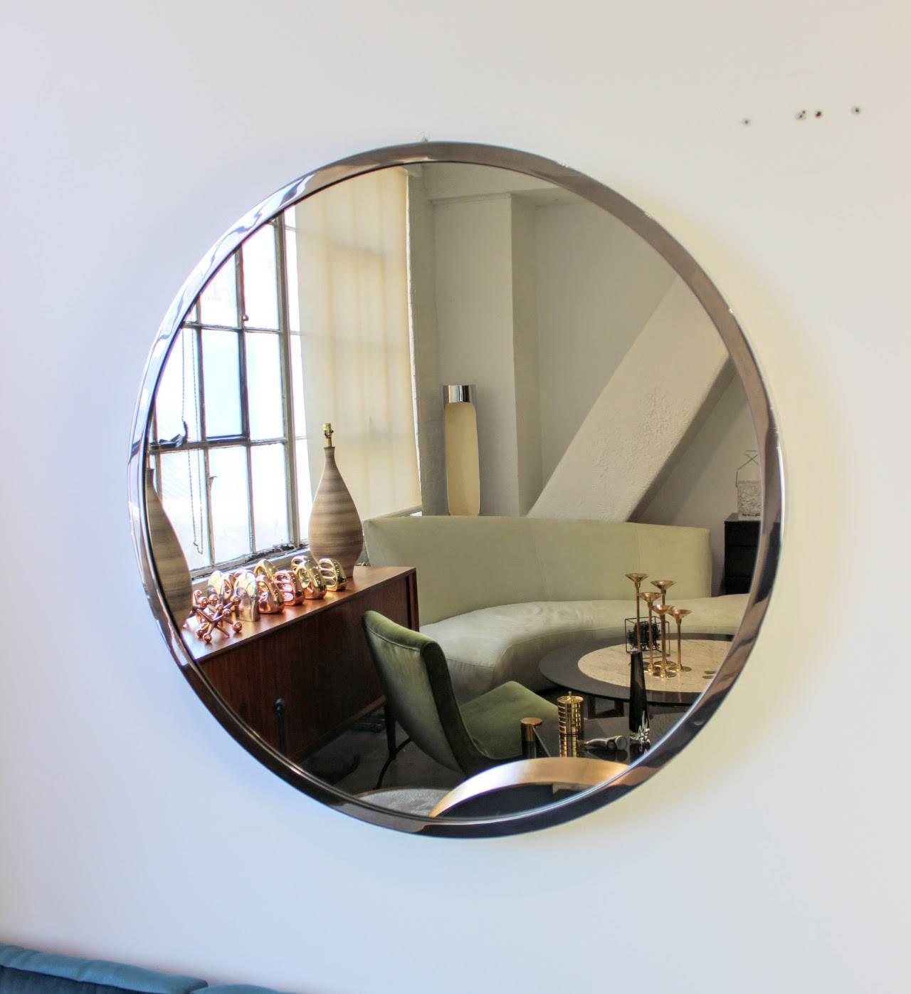 Large Round "Oculus" Mirror in Polished Stainless Steel at 1stDibs ...
