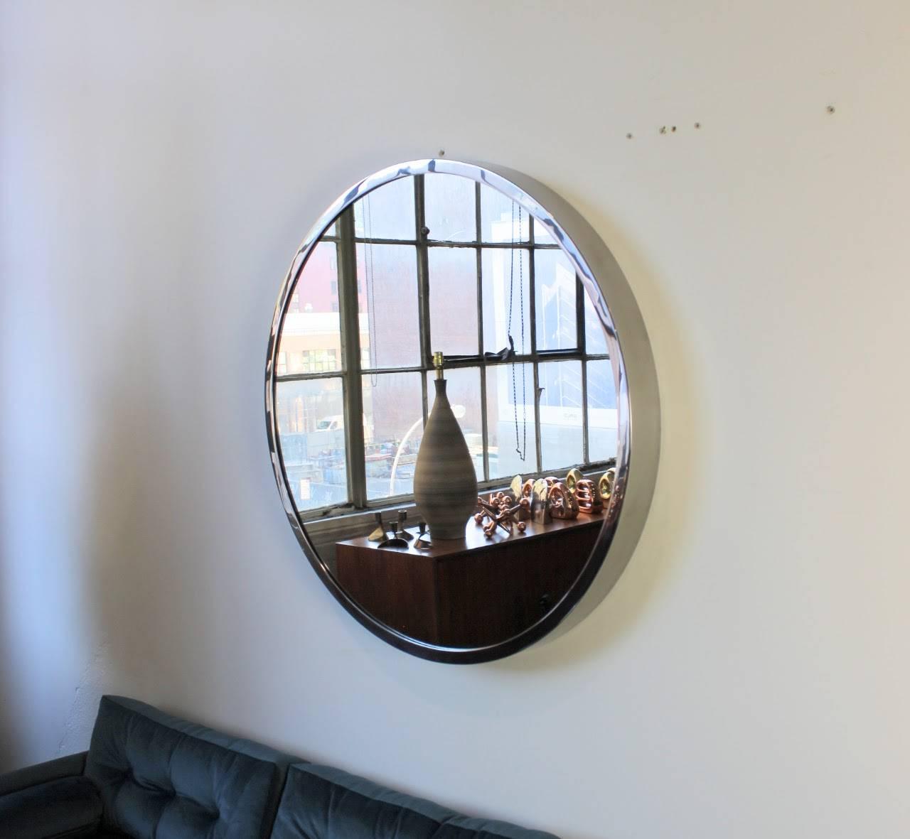 Large Round "Oculus" Mirror in Polished Stainless Steel at 1stDibs ...