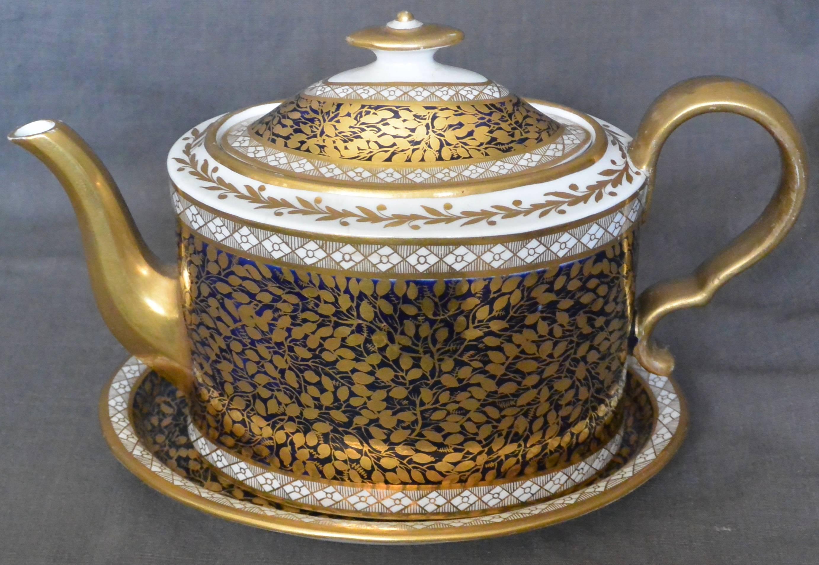 Blue and Gilt Porcelain English Tea Set at 1stDibs