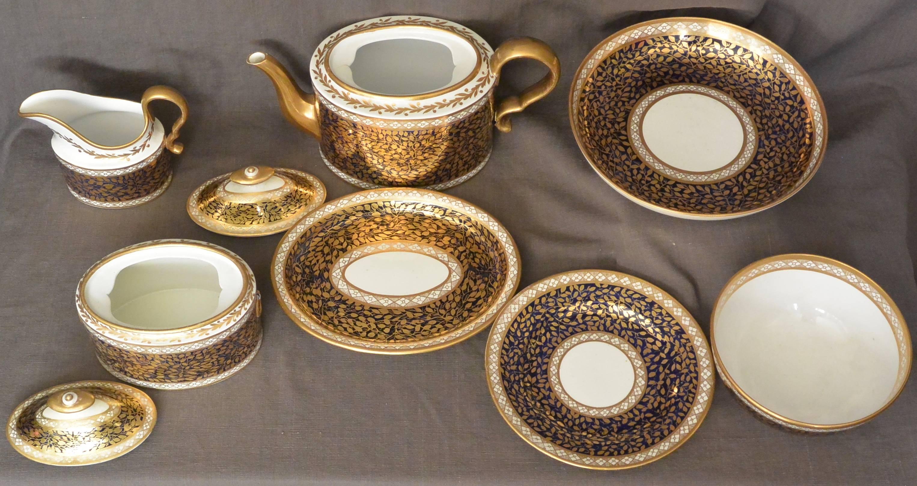 Blue and Gilt Porcelain English Tea Set at 1stDibs