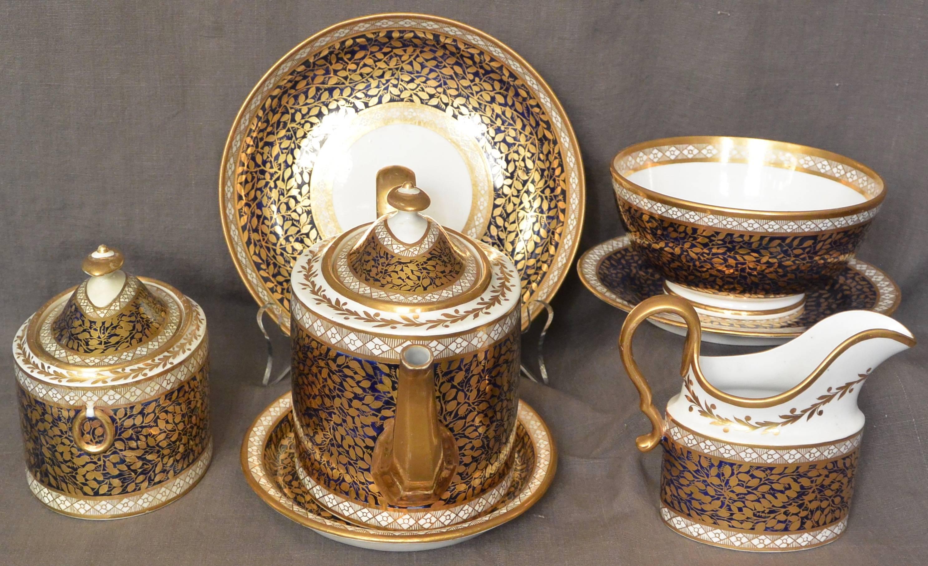 Blue and Gilt Porcelain English Tea Set at 1stDibs