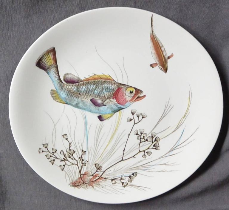 Set of Eight Vintage English Fish Plates For Sale at 1stDibs