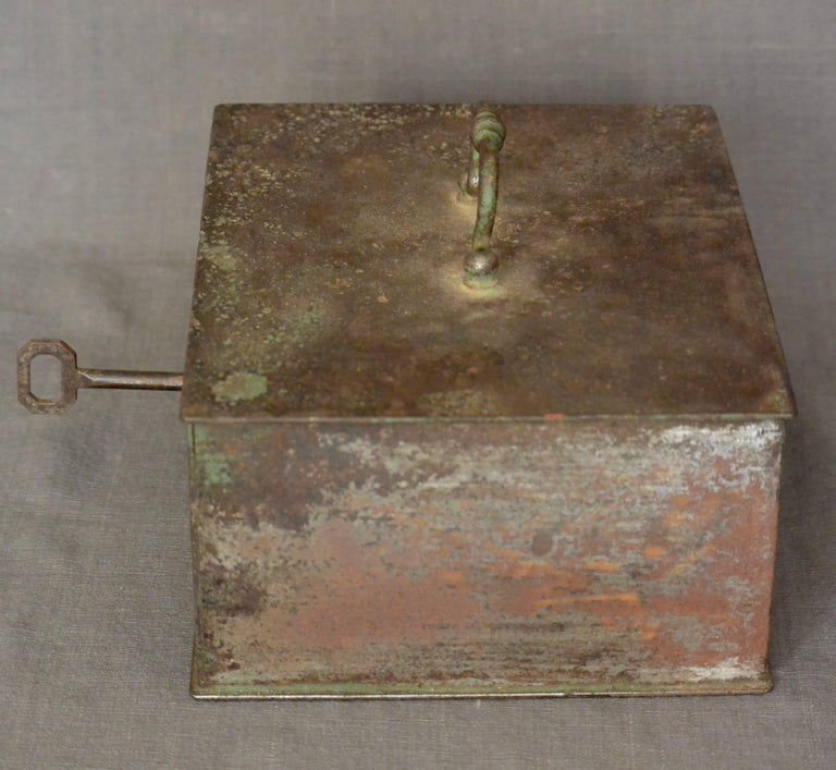French Metal Strongbox with Key at 1stDibs