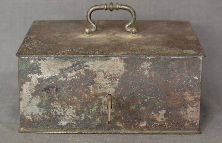 French Metal Strongbox with Key at 1stDibs