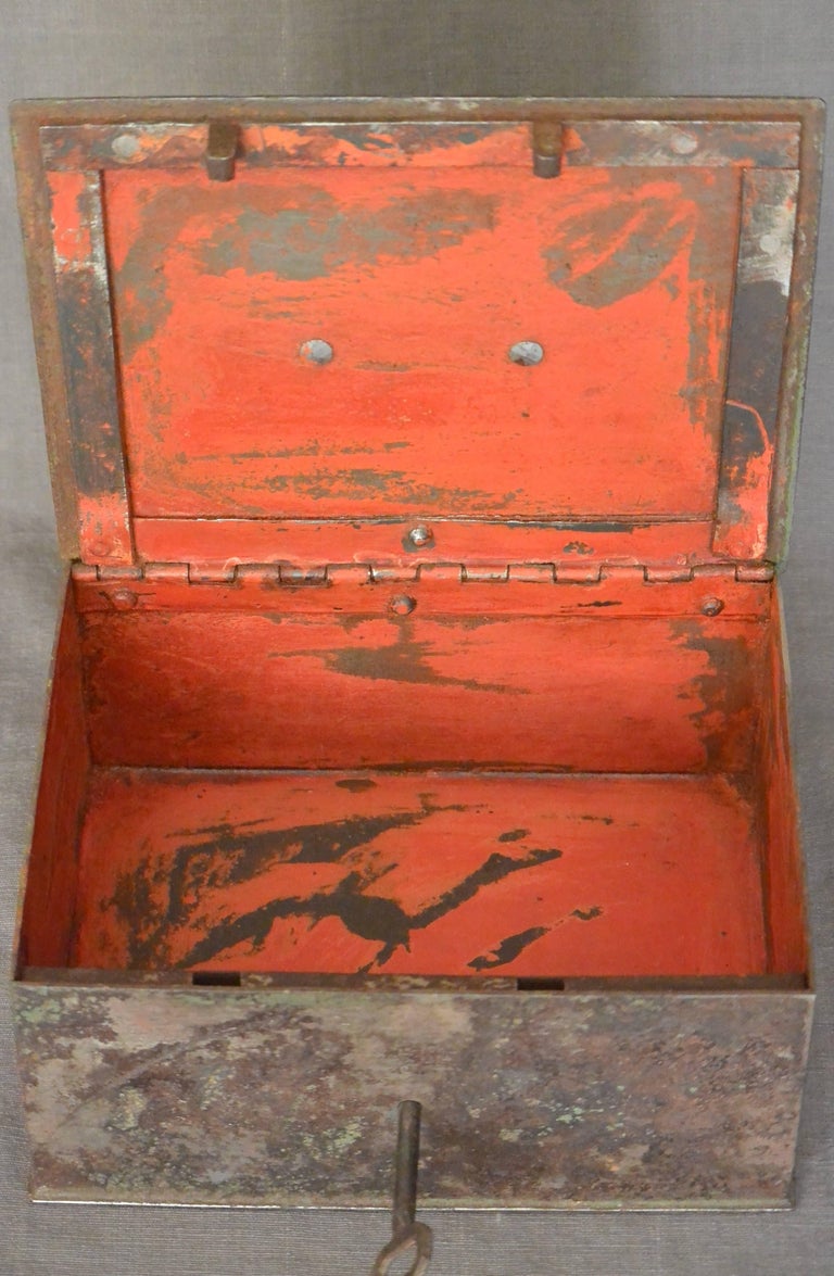 French Metal Strongbox with Key at 1stDibs