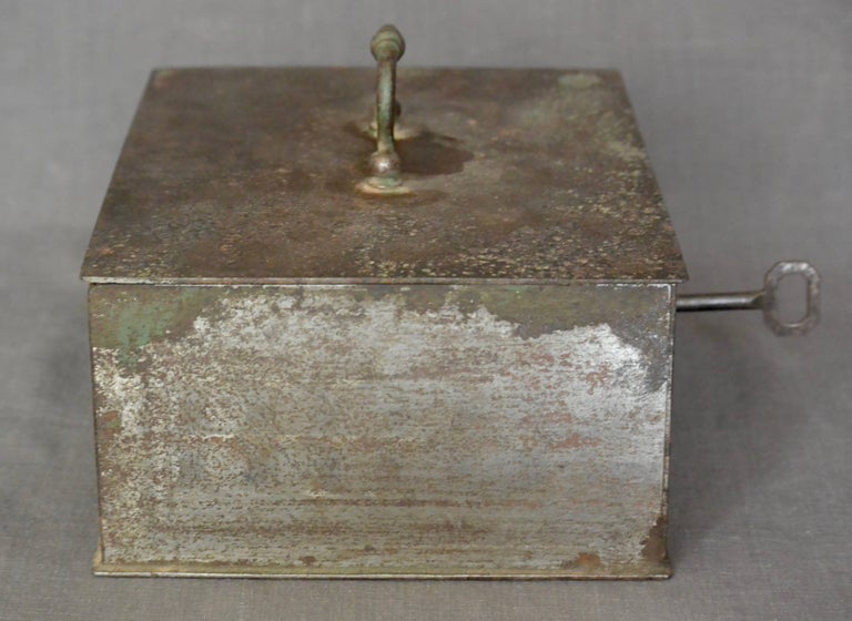 French Metal Strongbox with Key at 1stDibs