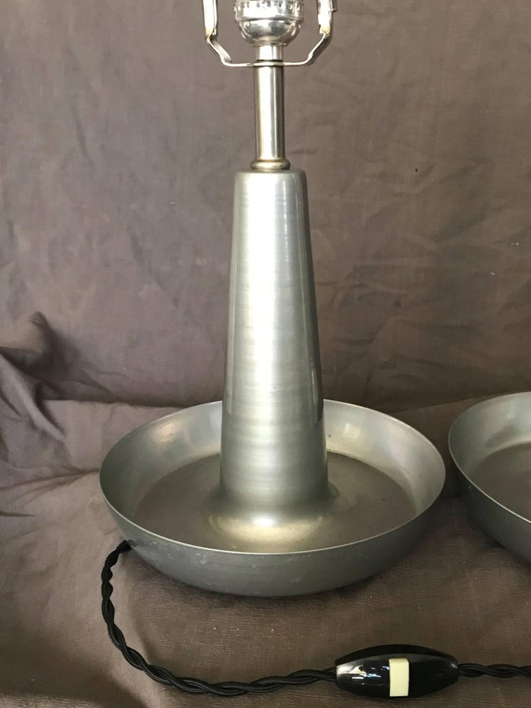 Pair of Mid-Century Aluminum Lamps For Sale at 1stDibs