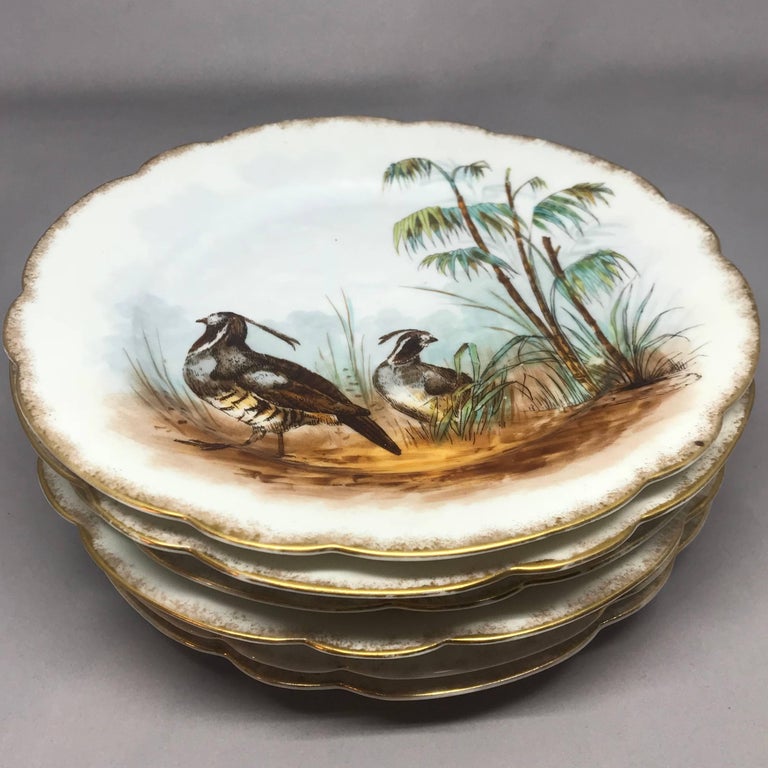 Set of Six Hand-Painted Limoges Game Bird Plates at 1stDibs