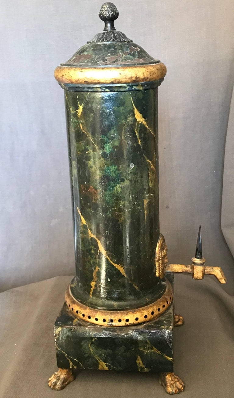 Neoclassical Green and Gilt Faux Marble Samovar Coffee Urn For Sale at ...