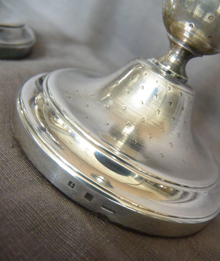 Pair Christofle Silver Candlestick Lamps For Sale at 1stDibs