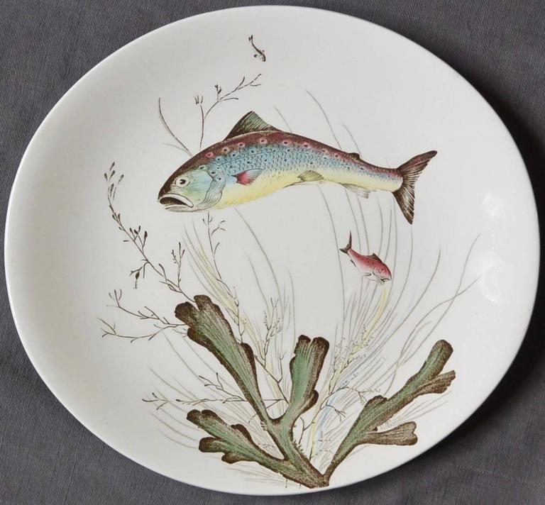 Set of Eight Vintage English Fish Plates For Sale at 1stDibs