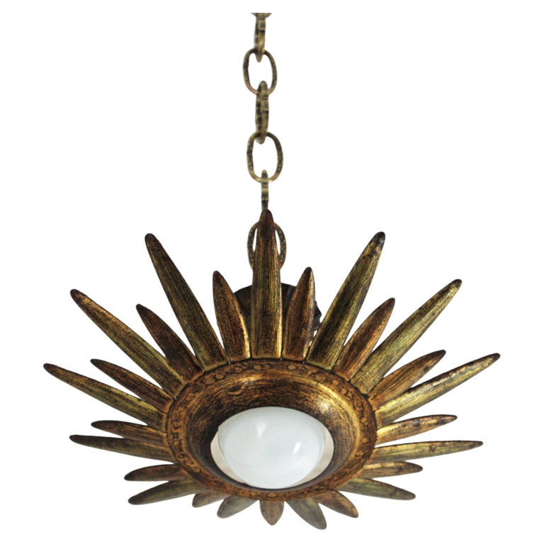 Sunburst Starburst Light Fixture or Pendant in Gilt Metal at 1stDibs ...