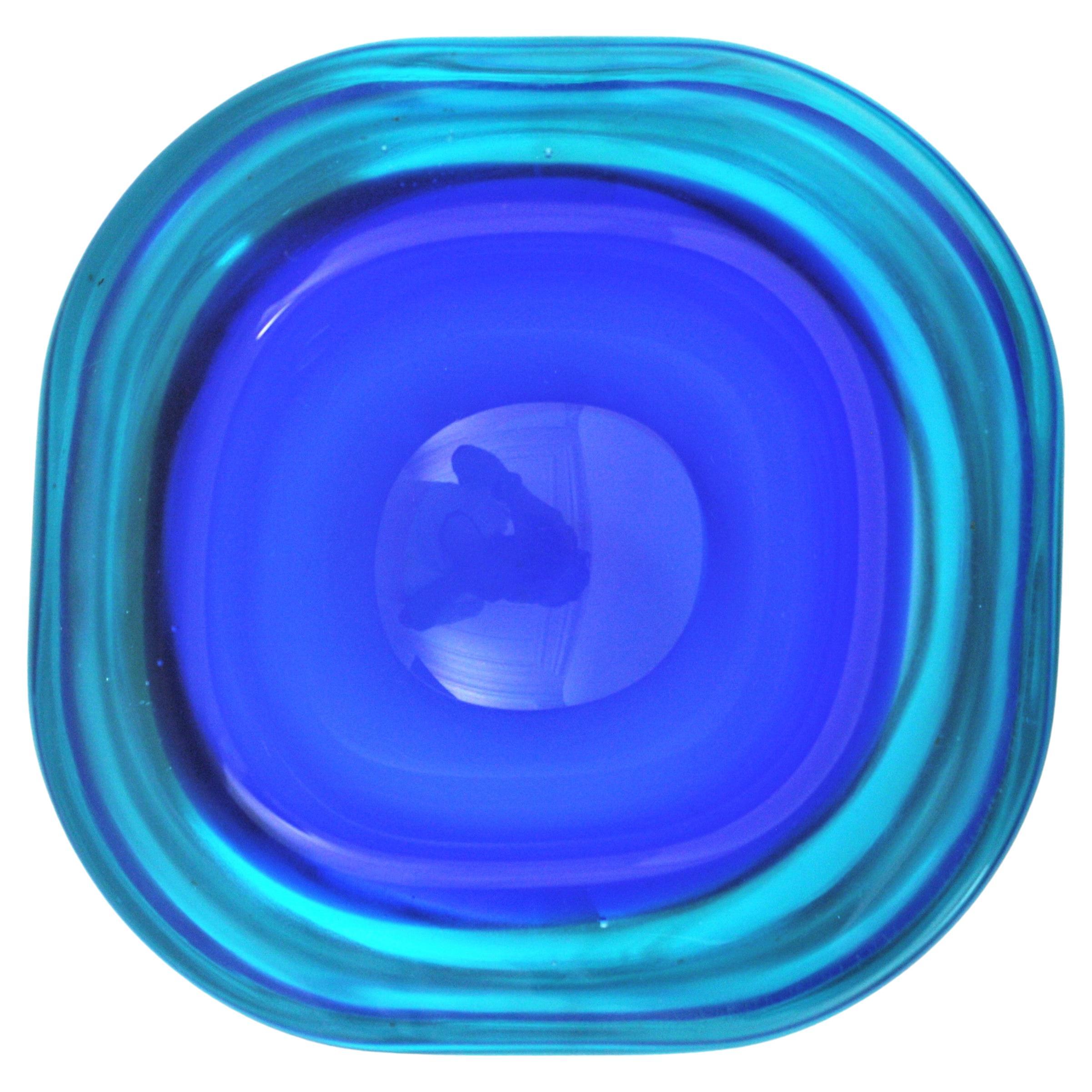 Grand bol en verre d'art Seguso Murano Sommerso à triangles ...