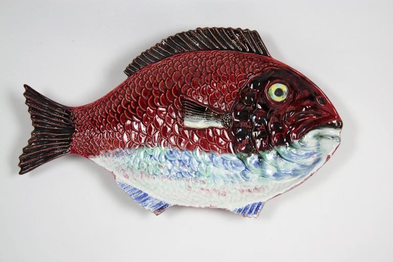 Mid-Century Portuguese Glazed Ceramic Fish Platters, circa 1960 at 1stDibs