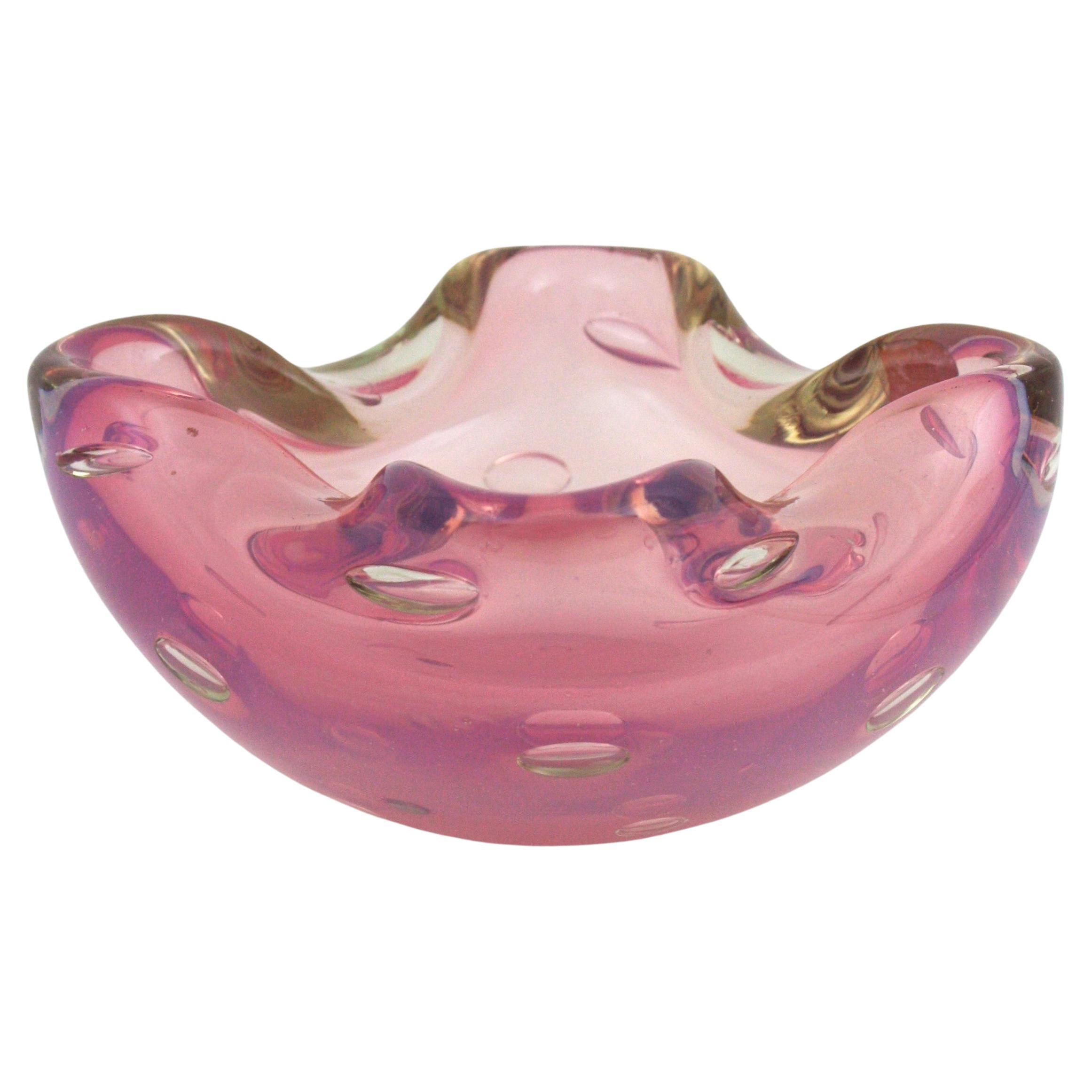 Archimede Seguso Murano Sommerso Opal Pink Alabastro Glass Bowl, Italy ...