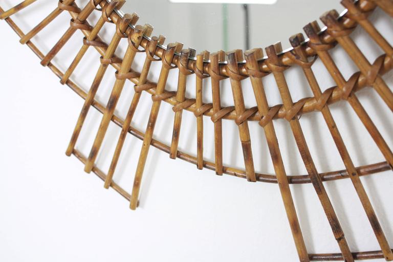 Unique 1950s French Rattan Fish Figure Mirror at 1stDibs