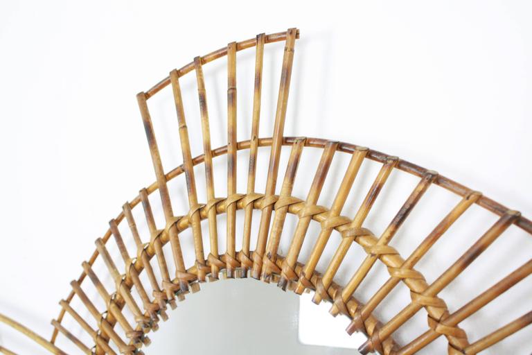 Unique 1950s French Rattan Fish Figure Mirror at 1stDibs