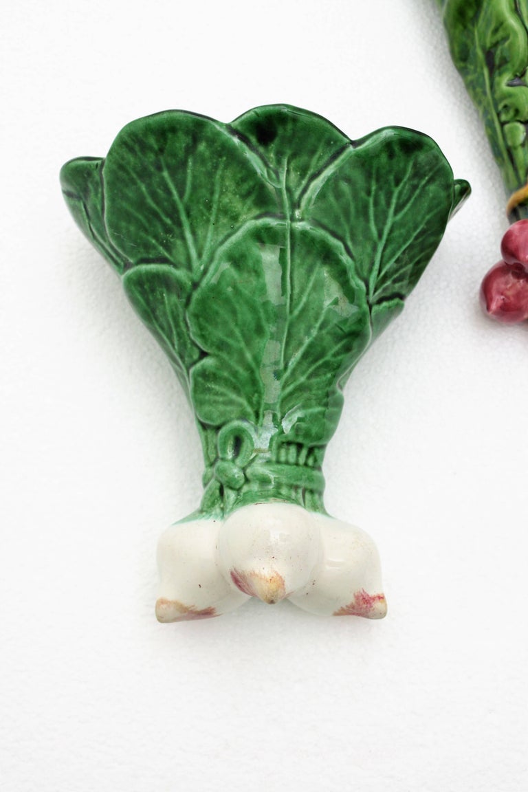 Unusual 1950s Portuguese Majolica Vegetables Ceramic Wall Planters Set ...