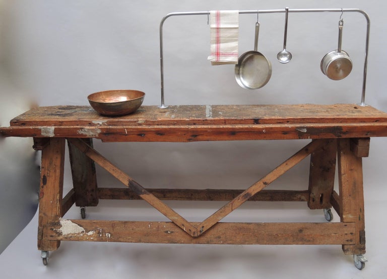 Belgian Carpenters Work Bench Table with Tool Hanging Rack For Sale at ...