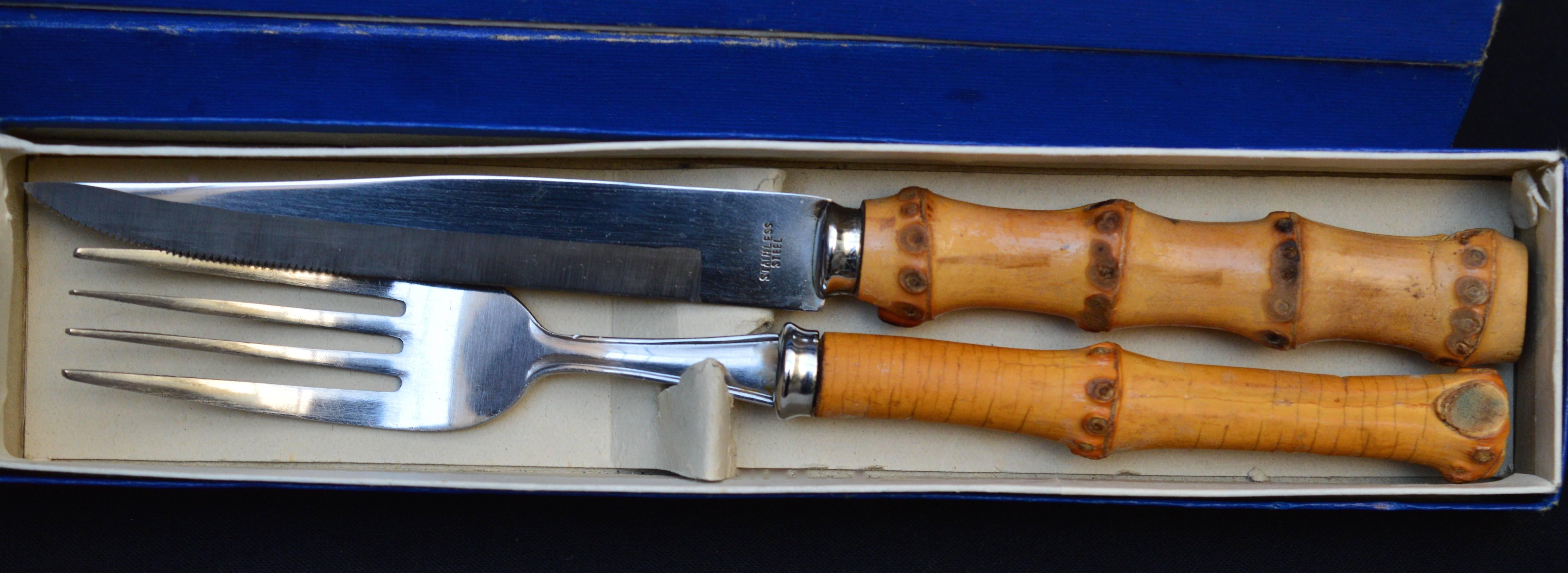 European Bamboo Handle Flatware Set Circa 1960 at 1stDibs