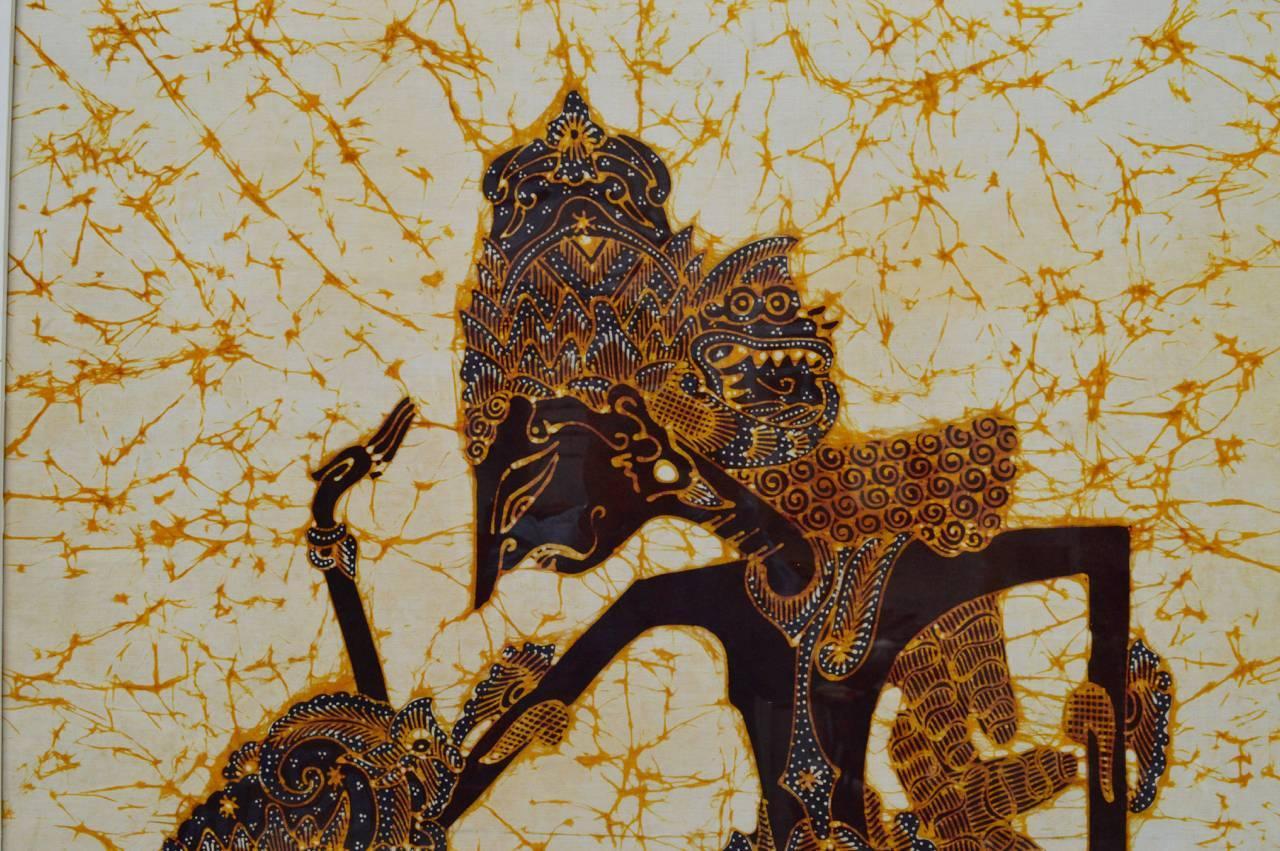 Vintage Indonesian Batik Painting on Cotton Depicting Rama and Sita For ...