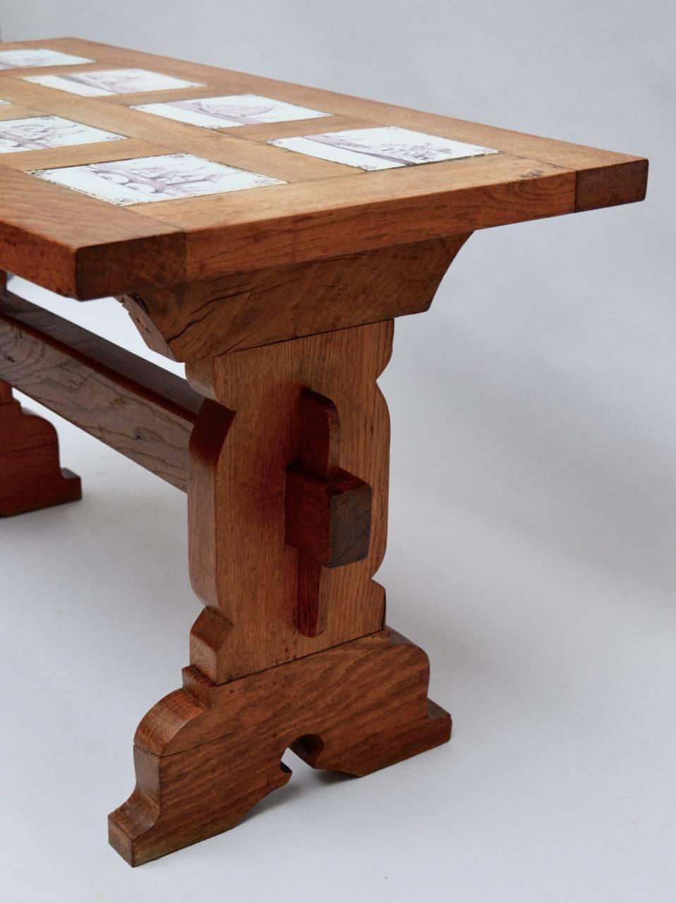 Vintage Dutch Oak Coffee Table inset with Early 19th Century Delft ...