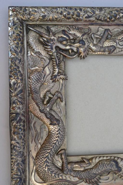 Japanese Silver Plated Picture Frame Embellished With Dragons Circa 1930 At 1stdibs