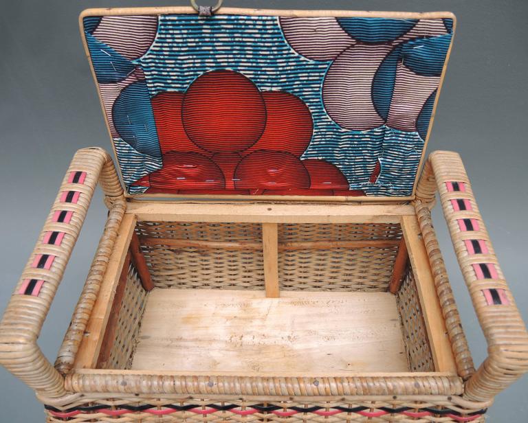 Vintage French Woven Wicker Bench with Lift Top Seat at 1stDibs