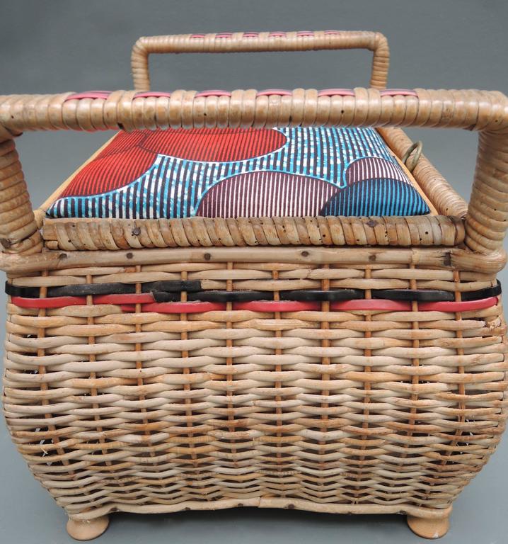 Vintage French Woven Wicker Bench with Lift Top Seat at 1stDibs