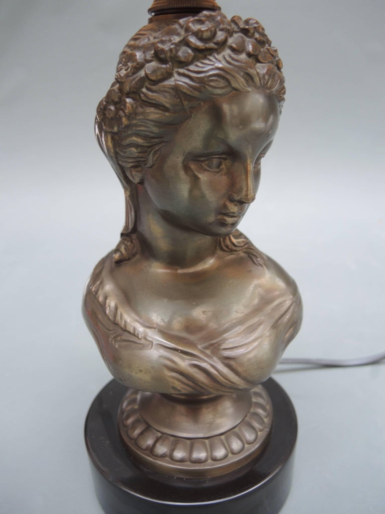 Figural Table Lamp of a Louis XVI Style Female Metal Bust For Sale at ...