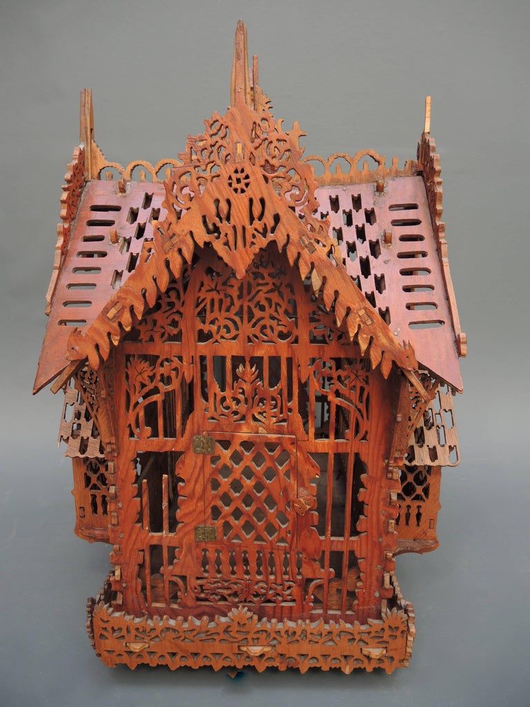 Antique Dutch Folk Art Wood Fretwork Cut-Out Birdcage Folly at 1stDibs