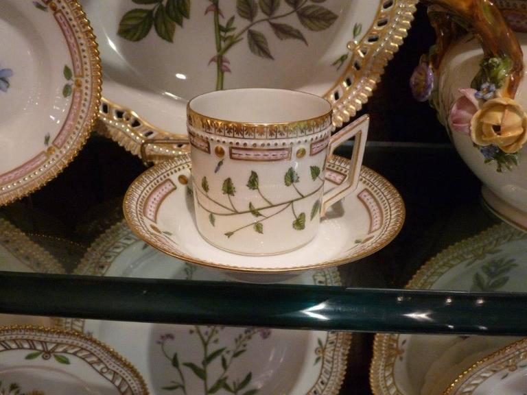 77 Piece Set of Toothed and Pierced Flora Danica Porcelain from 1953 at ...