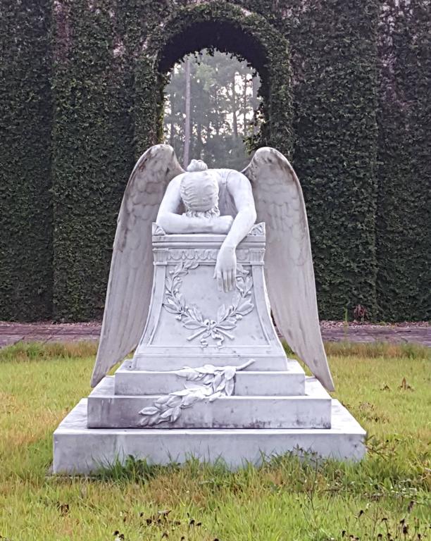 White Carrera Marble Angel of Grief Statue, hand-carved reproduction ...