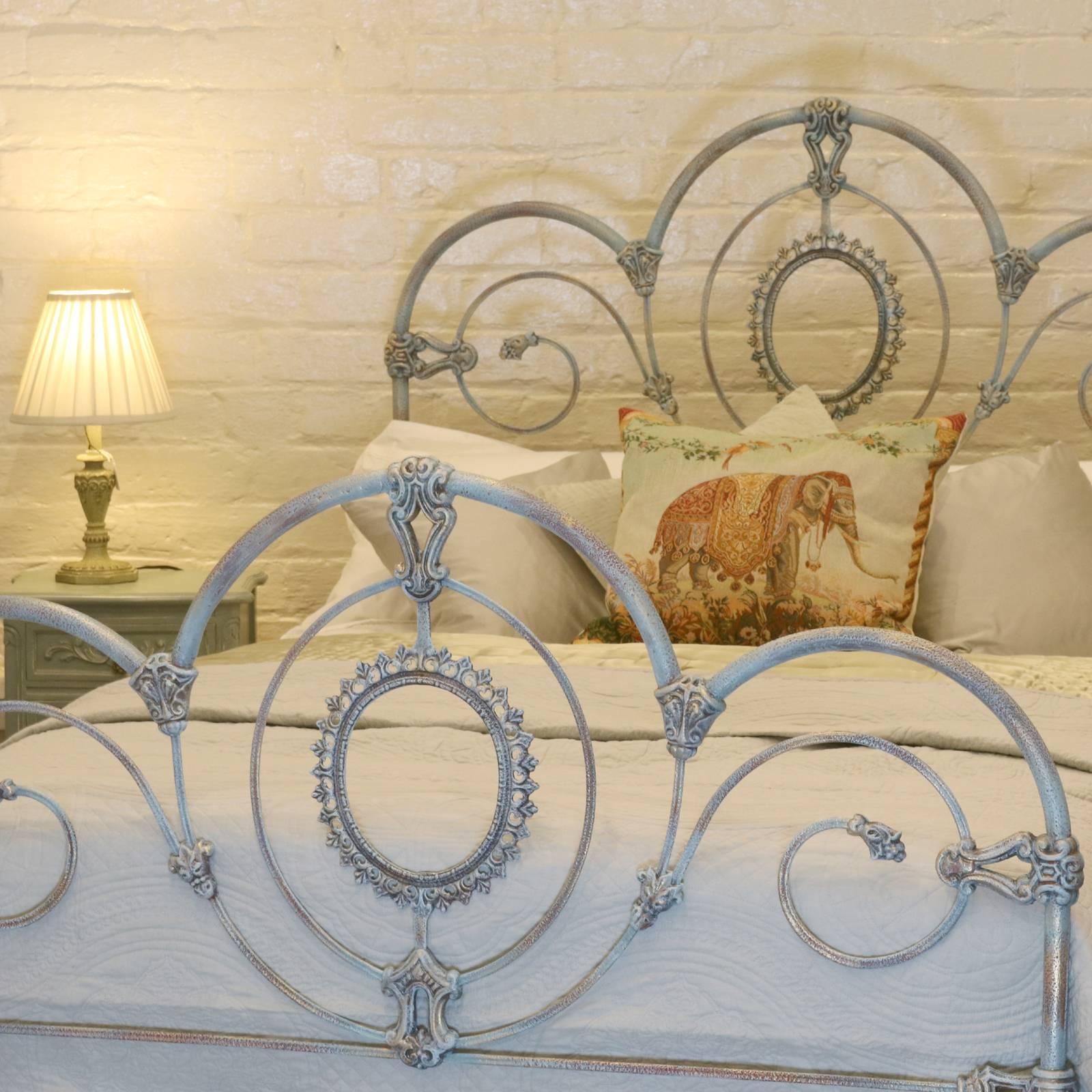 Double Cast Iron Bed in Blue Verdigris - MD41 at 1stDibs | blue iron bed