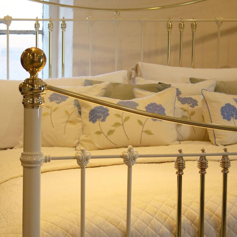 Wide Cast Iron And Brass Bed In Cream Msk43 At 1stdibs