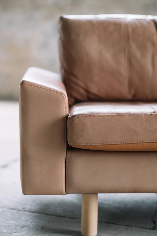 Leather Sofa by Illums Bolighus with Tan / Sand Colored Leather and ...