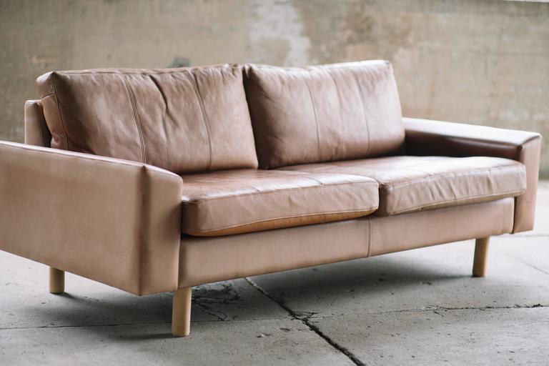 Leather Sofa by Illums Bolighus with Tan / Sand Colored Leather and ...