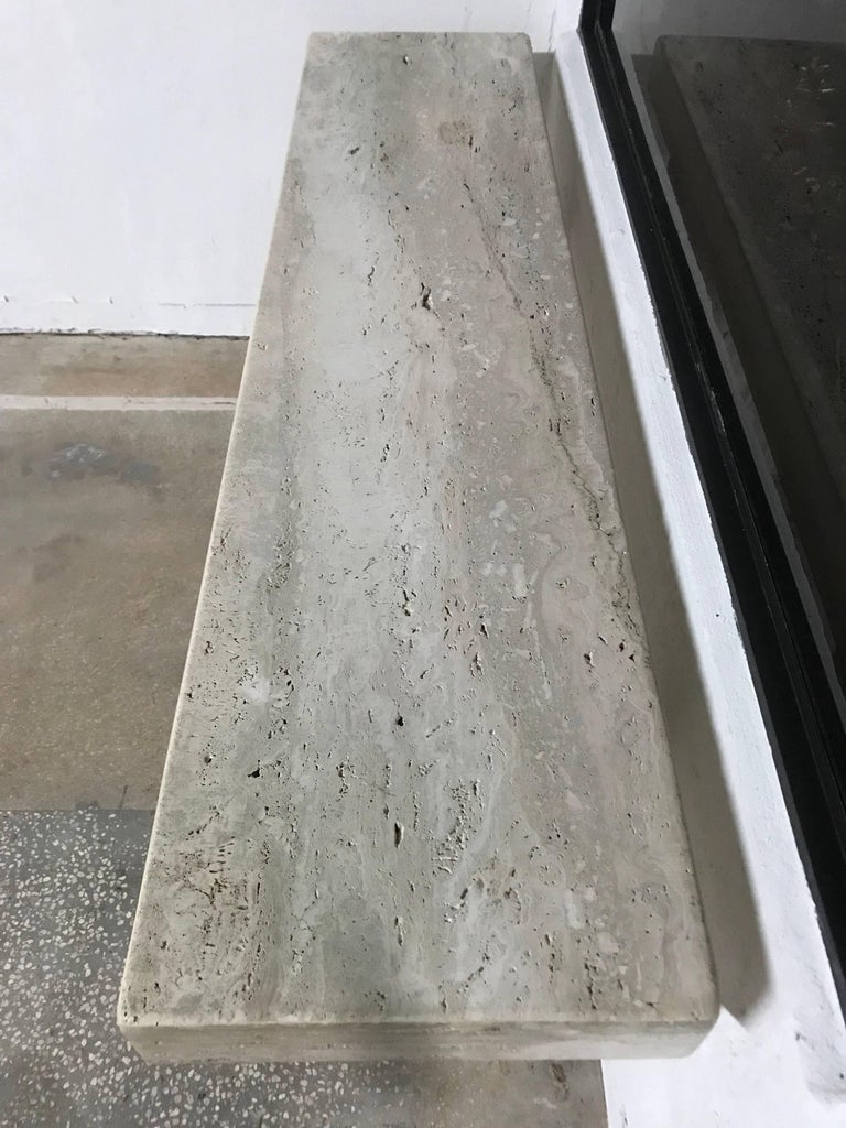 Italian Travertine Slab Leg Console Table at 1stDibs