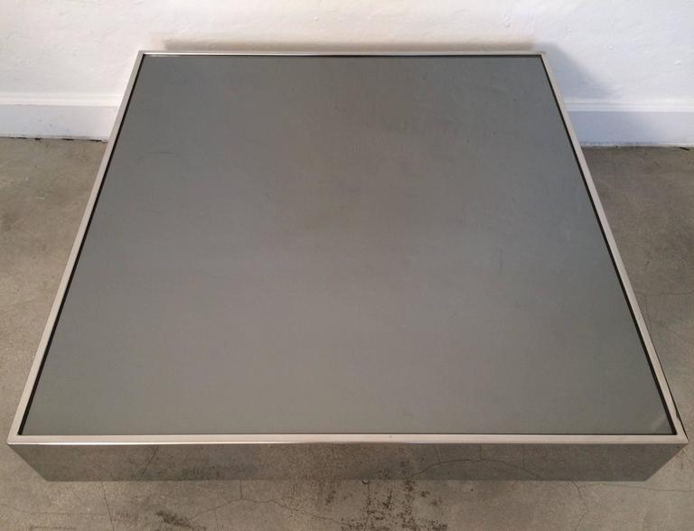 1970s Willy Rizzo Mirrored and Steel Coffee or Cocktail Table for Cidue ...