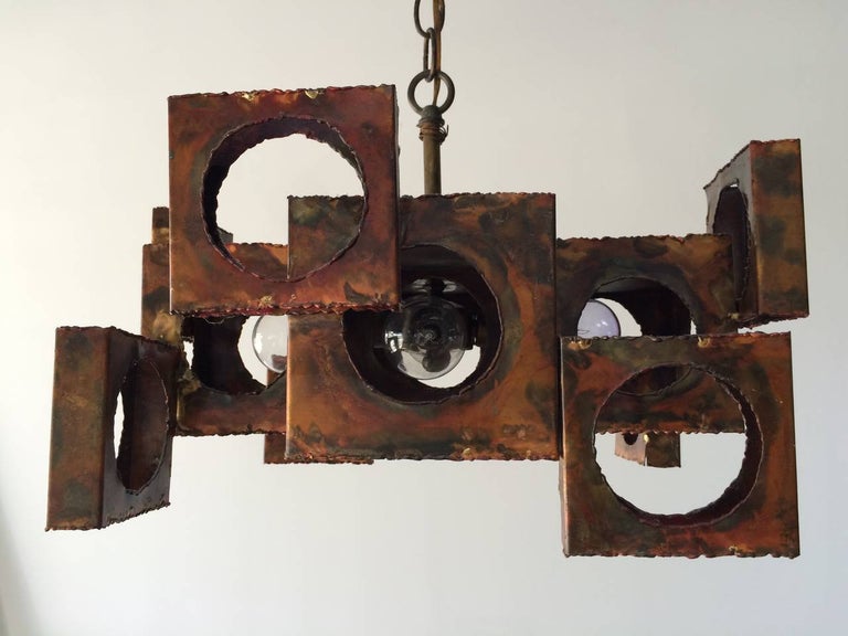 Tom Greene Brutalist Chandeliers for the Feldman Lighting Co. at 1stDibs