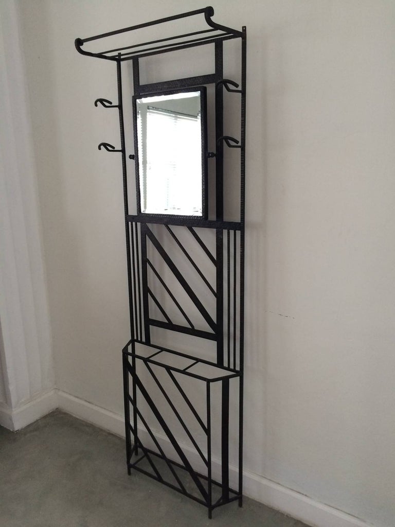 Rare American Art Deco Iron Hall Tree at 1stDibs