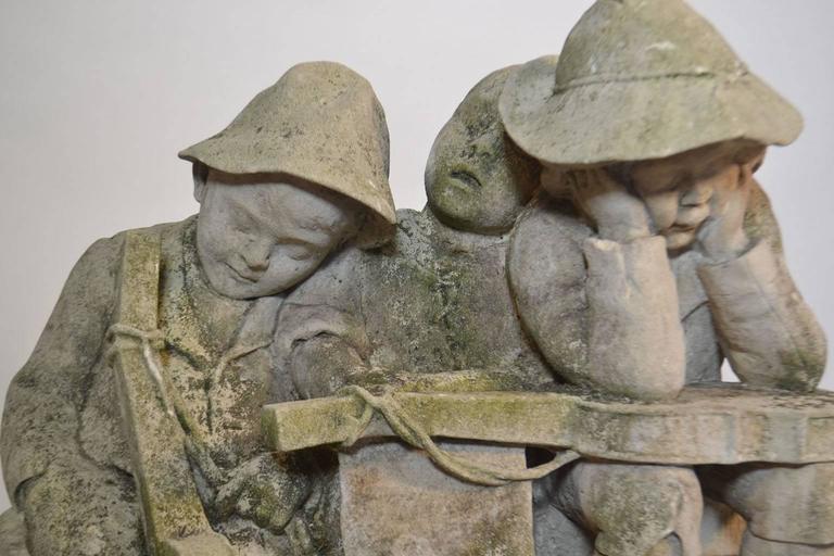 Carved Stone Statue of Children with Musical Instruments For Sale at ...