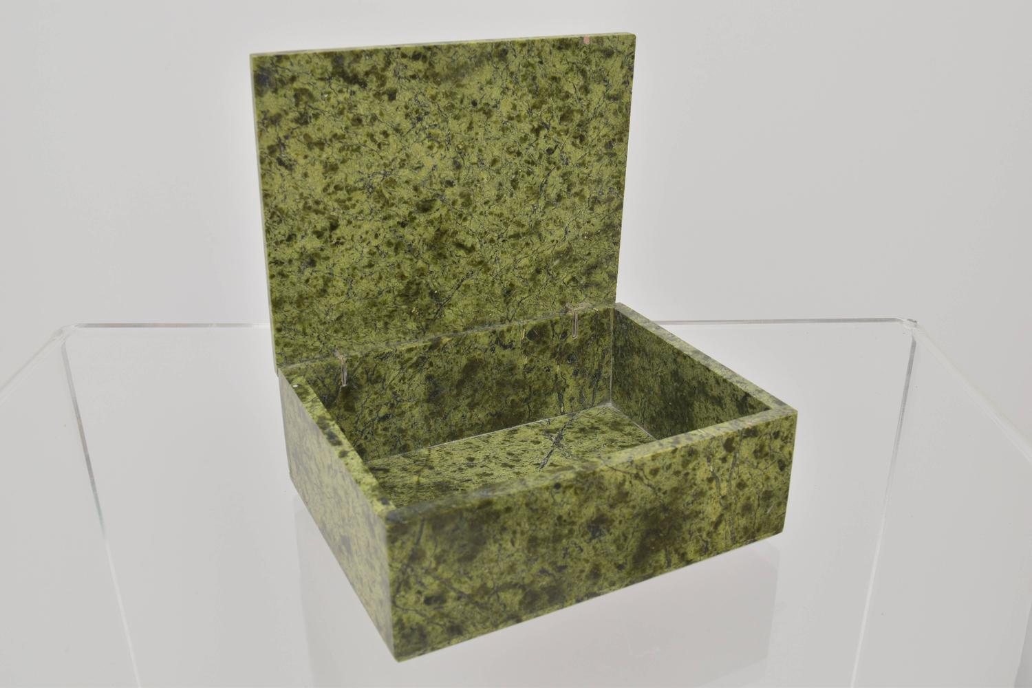 Olive Green Natural Stone Box at 1stdibs