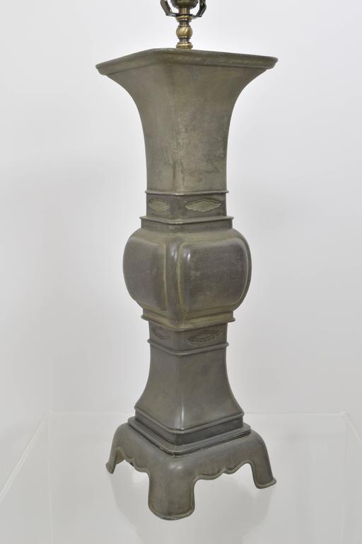 Chinese Pewter Lamp at 1stDibs