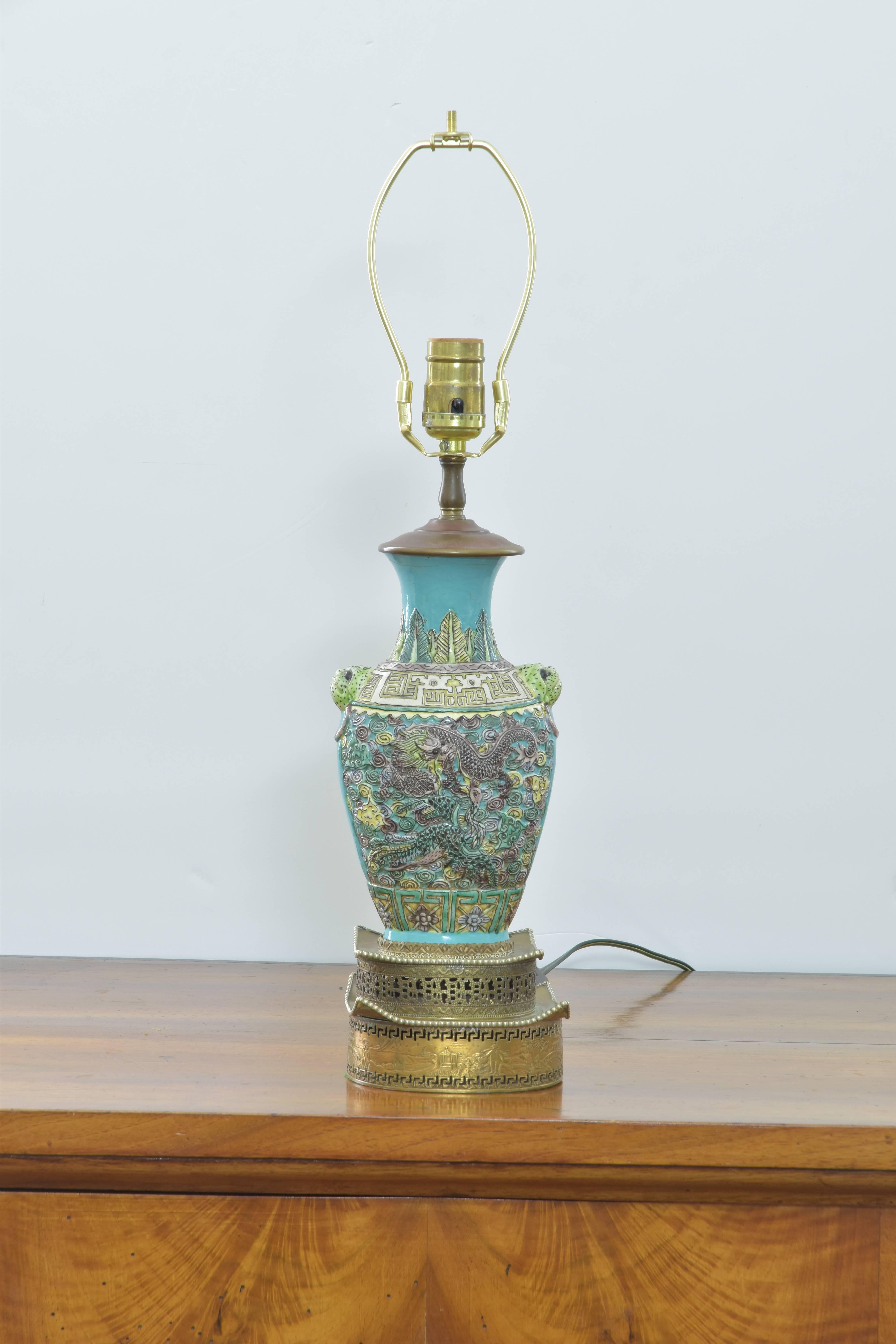 Chinese Porcelain Lamp on Brass Pagoda Base For Sale at 1stDibs | china ...