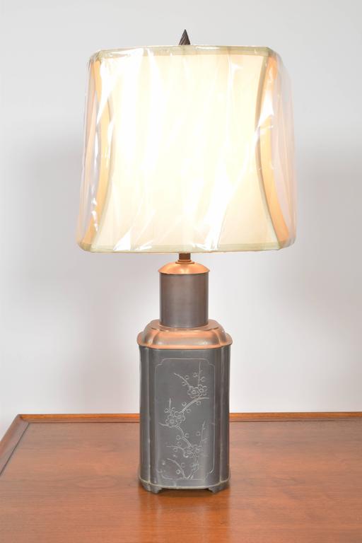 Pair of Chinese Pewter Lamps For Sale at 1stDibs