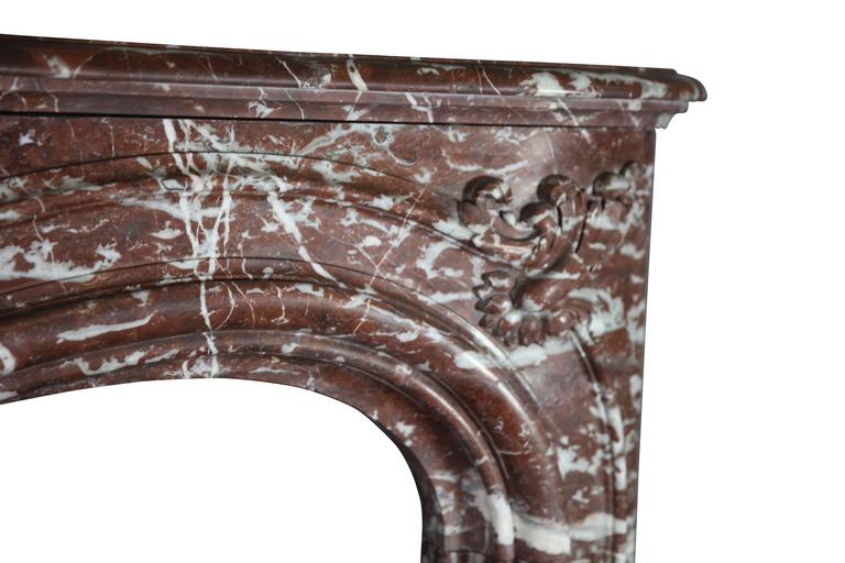 19th Century Antique Fireplace Mantel in Brown and Red Belgian Marble ...