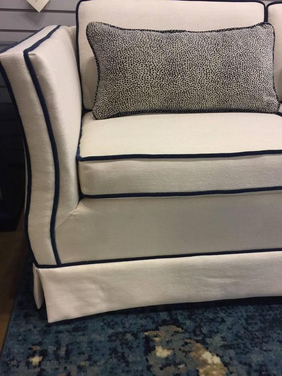 Gorgeous Cream and Navy Vintage Sofa, Restored at 1stDibs