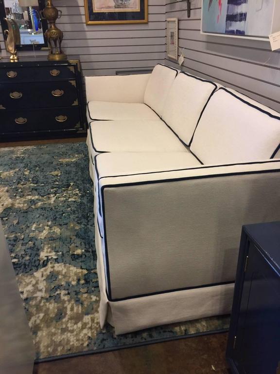 Gorgeous Cream and Navy Vintage Sofa, Restored at 1stDibs
