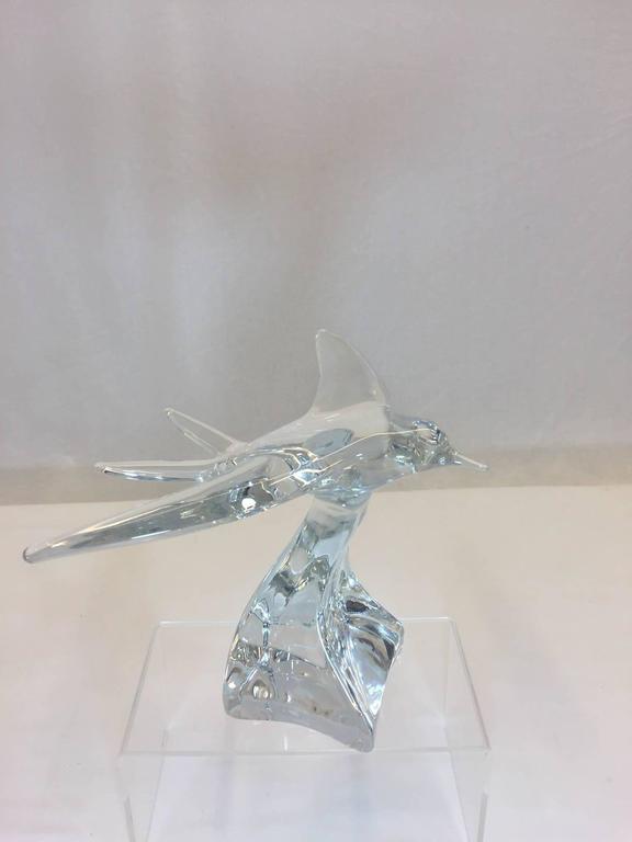 Elegant Daum Crystal Bird in Flight Sculpture For Sale at 1stdibs